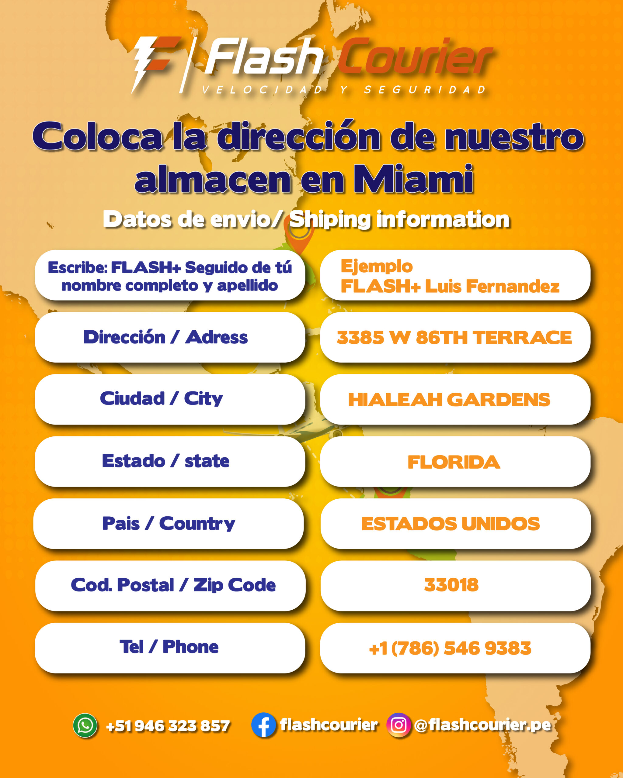 Dirección de USA – Flash Courier